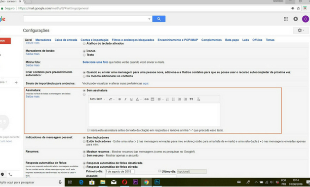 Como colocar assinatura no Gmail